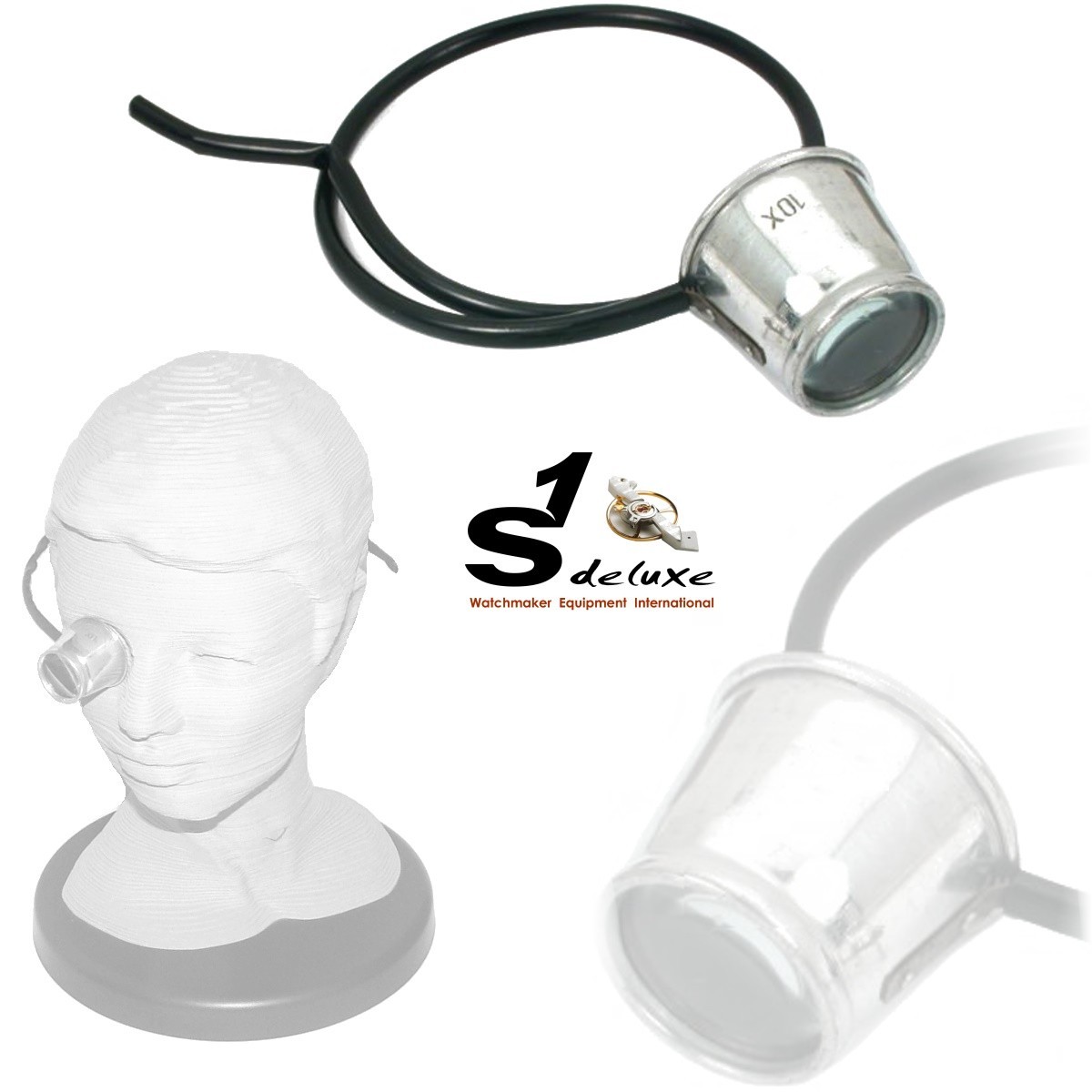 Kit de 3 loupes d'horlger PERFECT avec Porte-loupe en fil d'acier ...