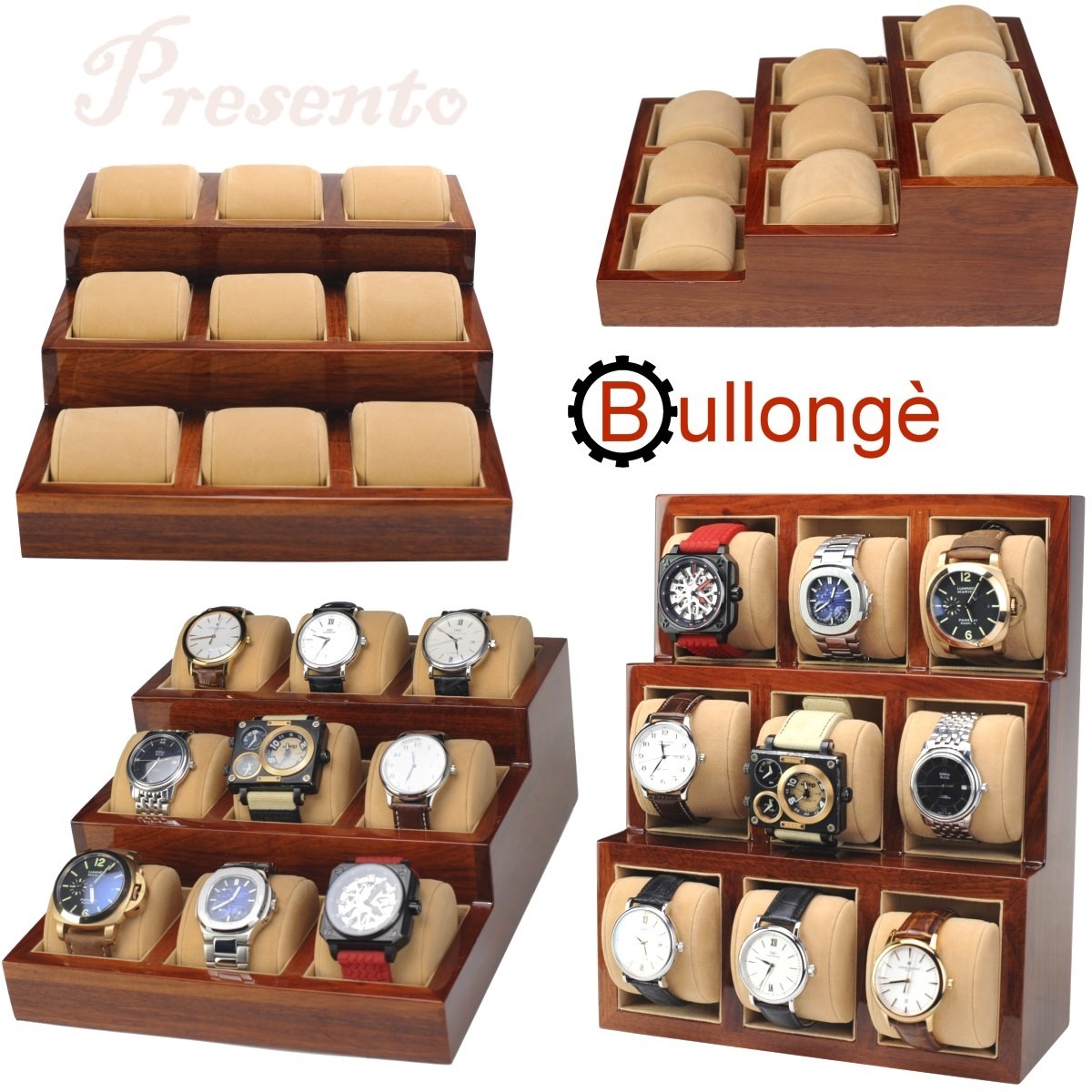 Support à montres BULLONGÈ PRESENTO 9 bois massif - Offres spéciales ...